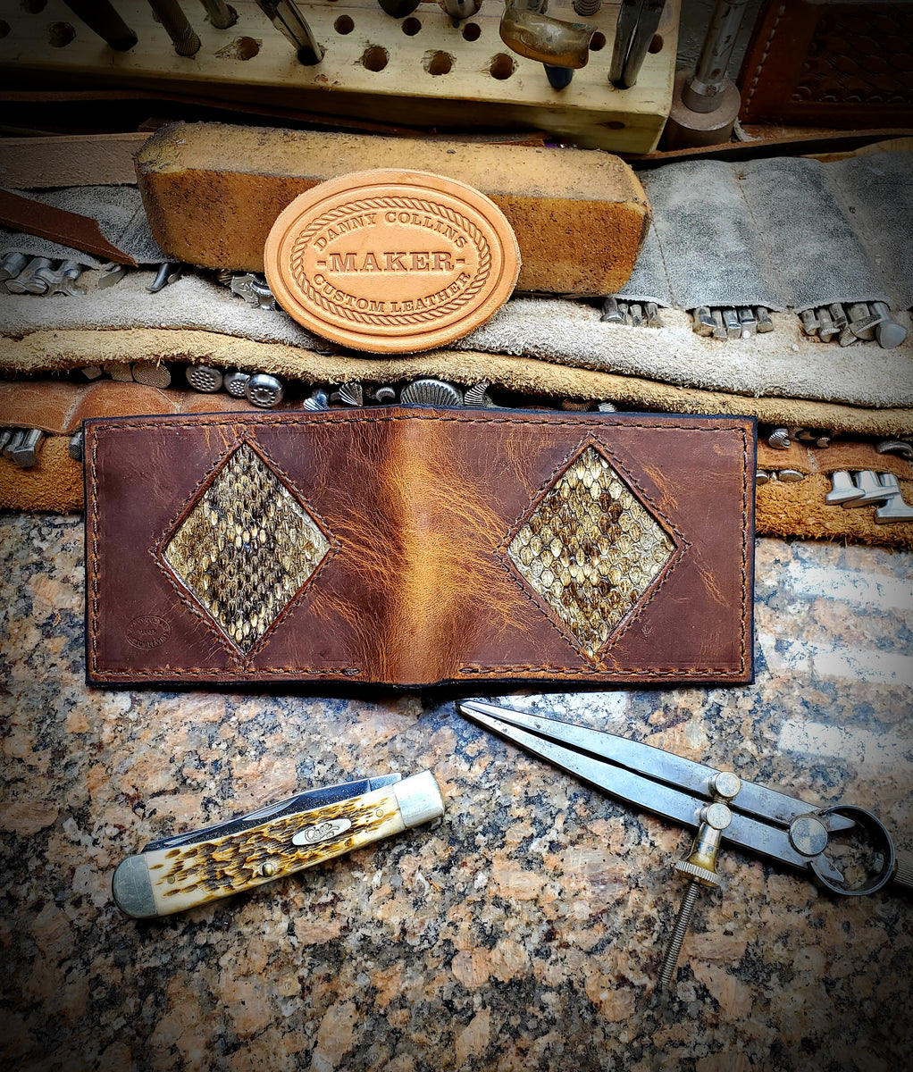 Badlands Elk Bi fold wallet with Rattlesnake Inlay, Leather Wallet, Me ...