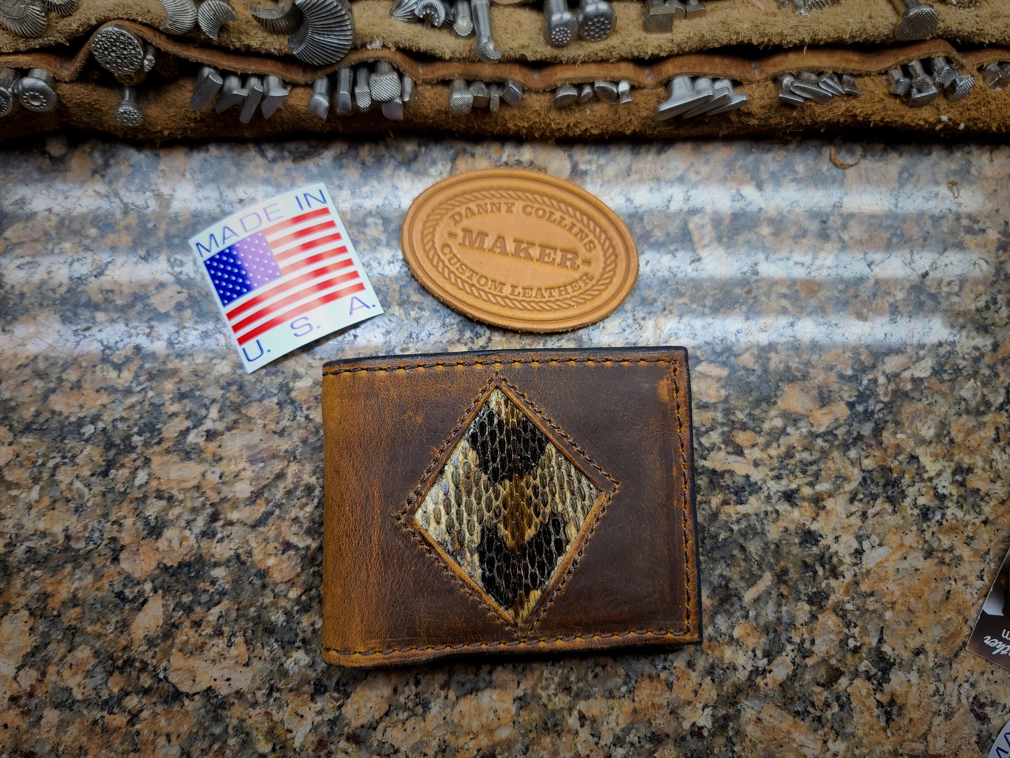 Badlands Elk Bi fold wallet with Timber Rattlesnake Inlay, Leather Wal ...