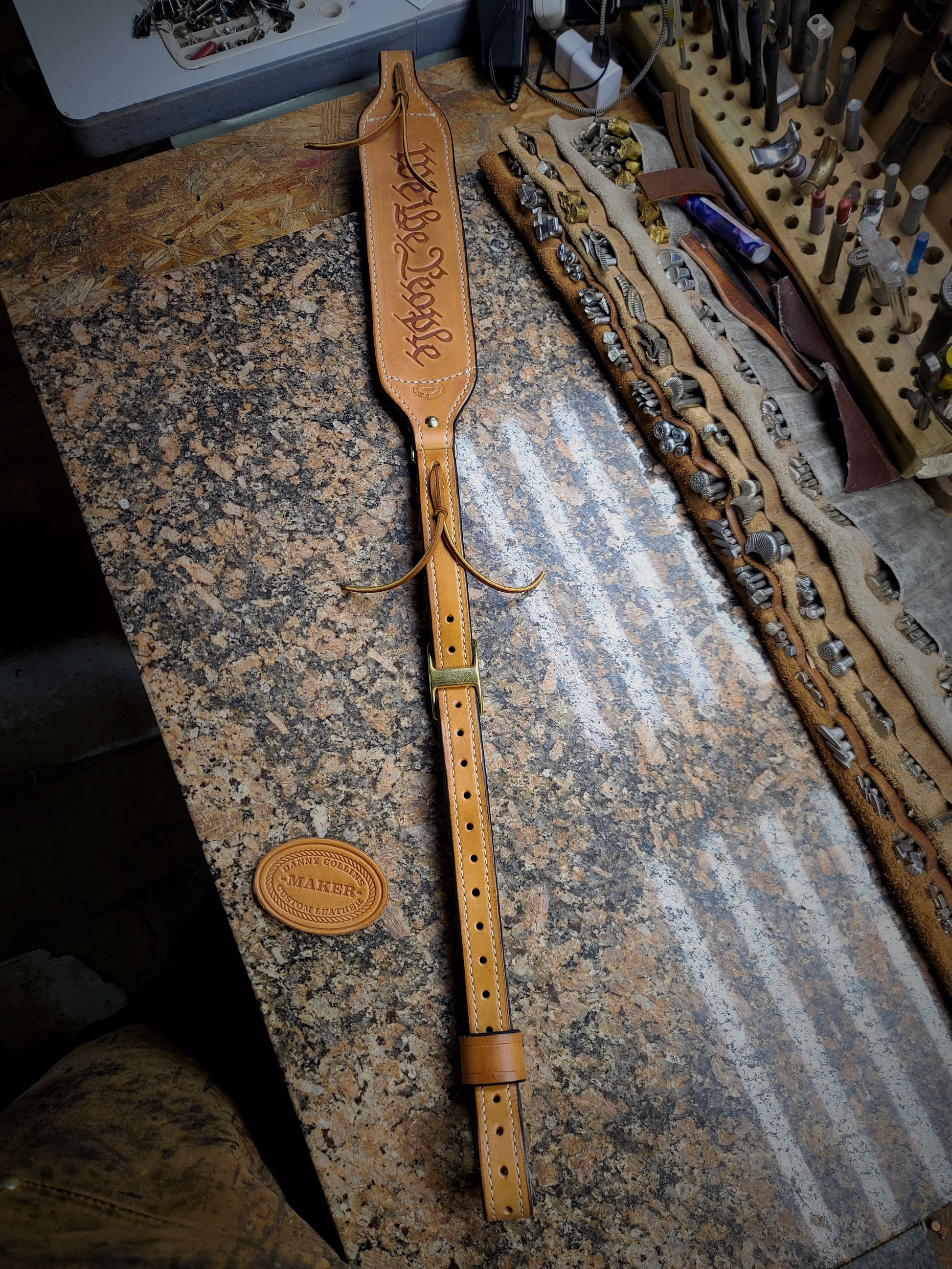 Leather Rifle Sling, We The People – Danny Collins Custom Leather