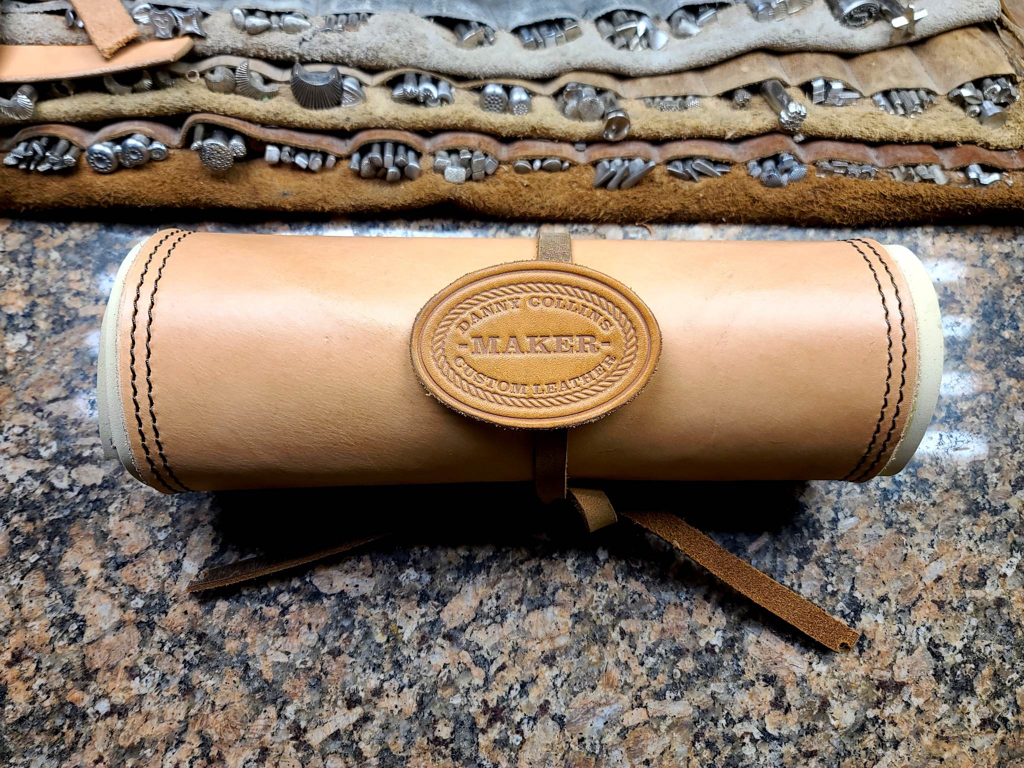 Leg Pad, Flint Knapping – Danny Collins Custom Leather