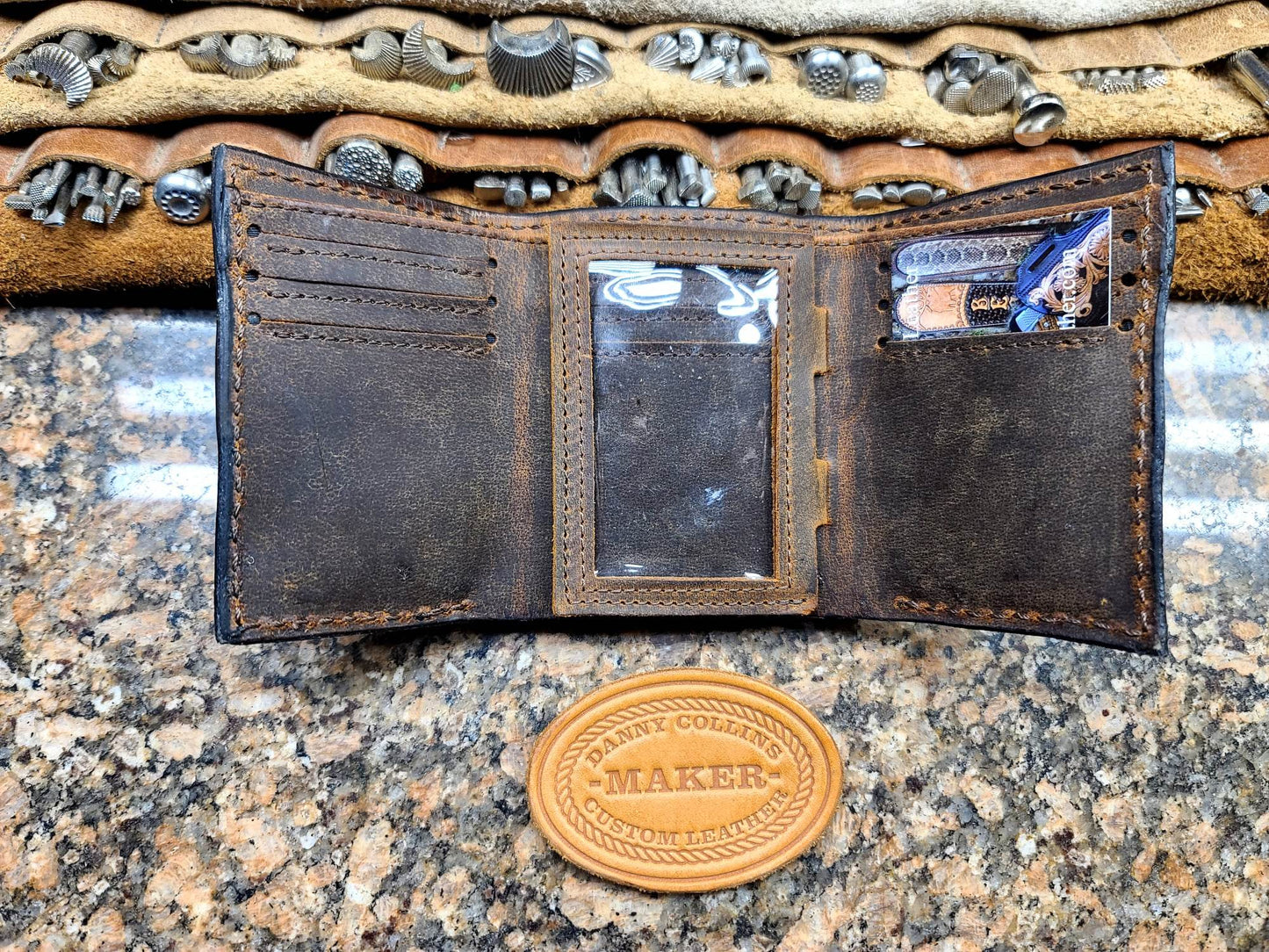 Beaver Tail Wallet with ID, Leather Trifold wallet – Danny Collins ...